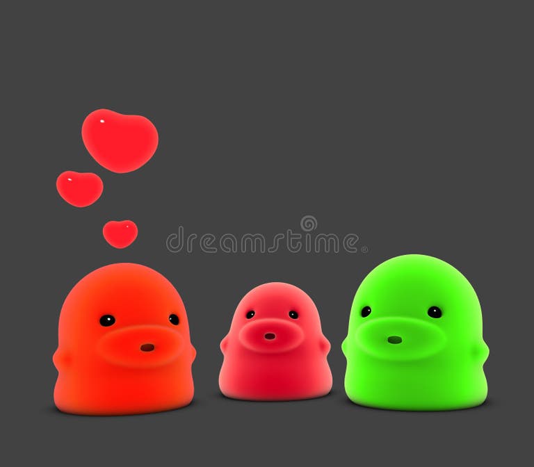 3d Render of Little Monster Creature in Love Stock Illustration ...