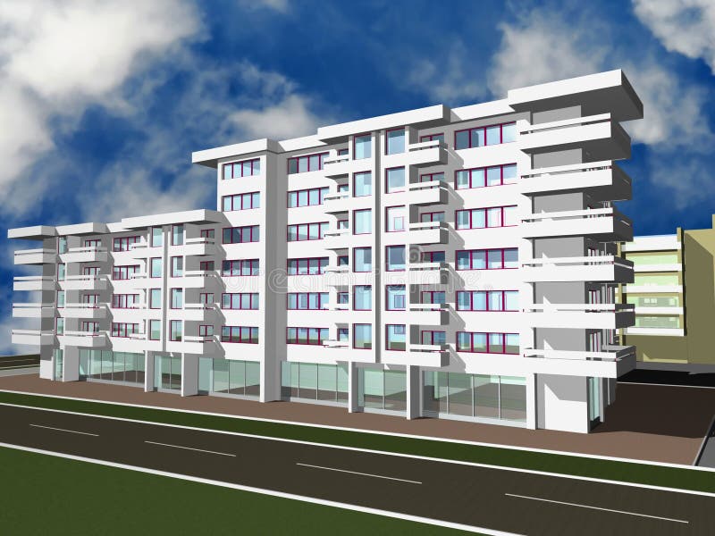 3d Render of Modern Building Stock Illustration - Illustration of ...