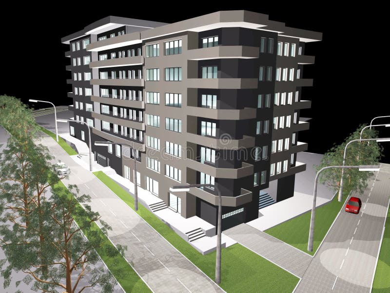 3d Render of Modern Building Stock Illustration - Illustration of ...
