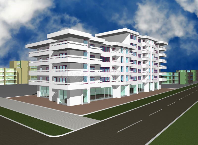 3d Render of Modern Building Stock Illustration - Illustration of ...