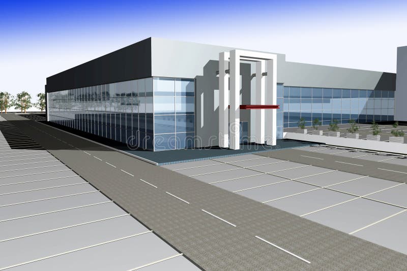 3d Render of Business Center Stock Illustration - Illustration of glass ...