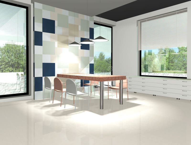 3D Render of Modern Interior Stock Illustration - Illustration of ...
