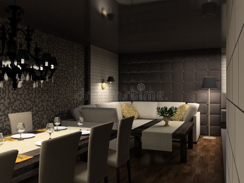 Modern cafe interior stock illustration. Illustration of empty - 7701786