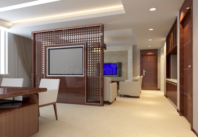 3d Render Modern Interior of Living-room 1 Stock Illustration ...