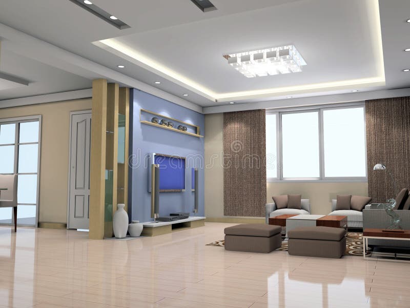 3d Render Modern Interior of Living-room 1 Stock Illustration ...