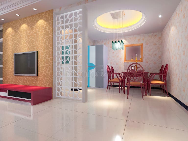 3d Render Modern Interior of Living-room Stock Illustration ...