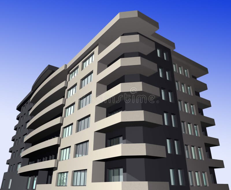 3D Render of Modern Residential Building Stock Illustration ...