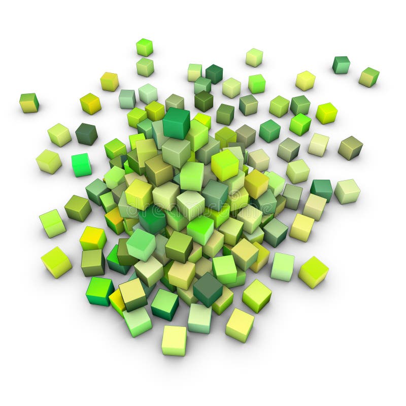 3d Render Stack of Green Cubes on White Stock Illustration ...