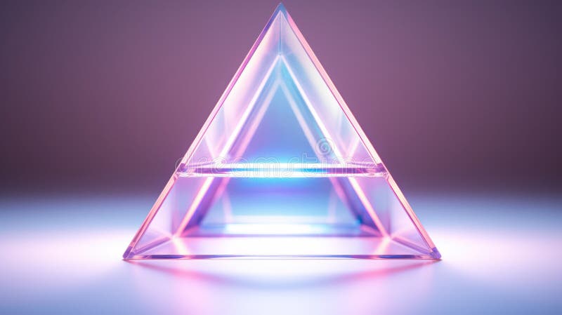 3d Render of Transparent Pyramid with Neon Lights on Violet Background ...