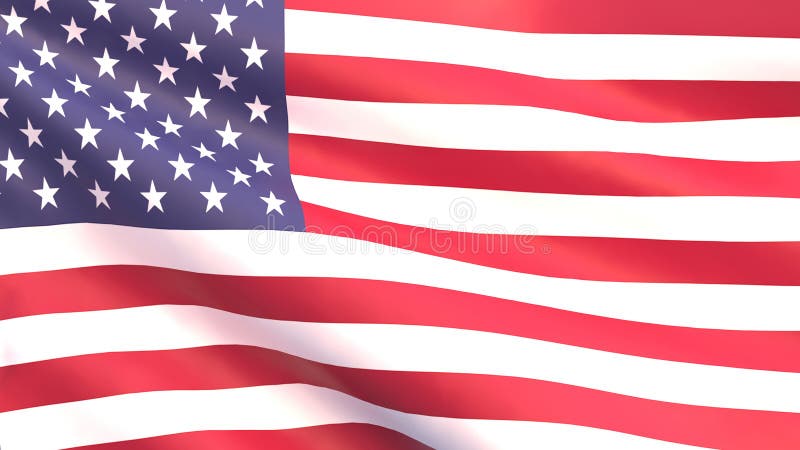 3D Render - USA Flag Fluttering in the Wind Stock Illustration ...
