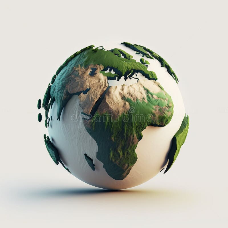 3d Render of a World 3d Render of a Globe with Earth Stock Illustration ...
