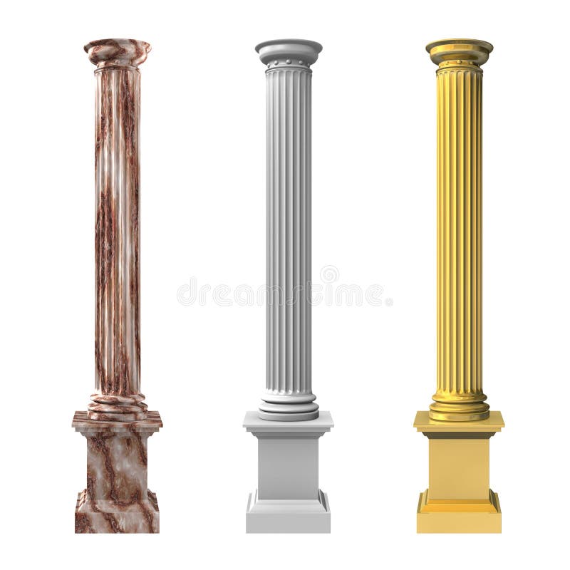 3d Rendered Illustration of Three Columns Stock Illustration ...