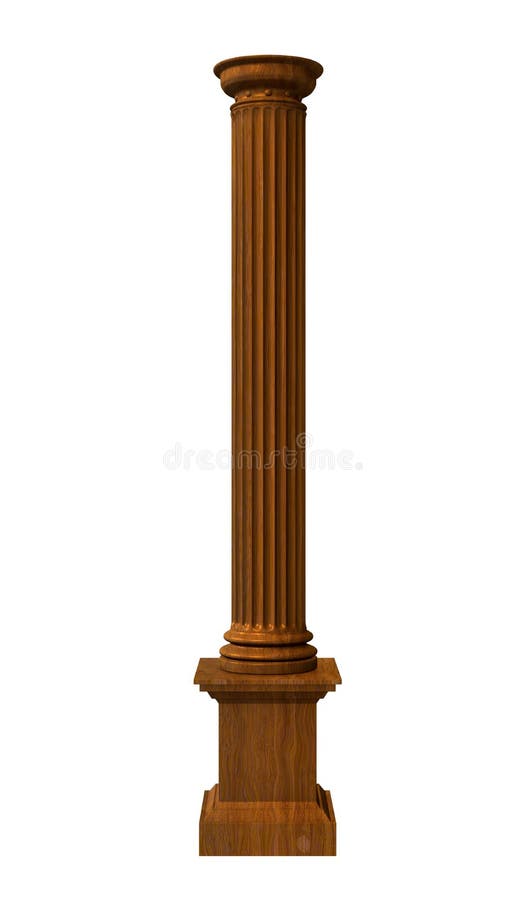 3d Rendered Illustration of a Wood Column Stock Illustration ...