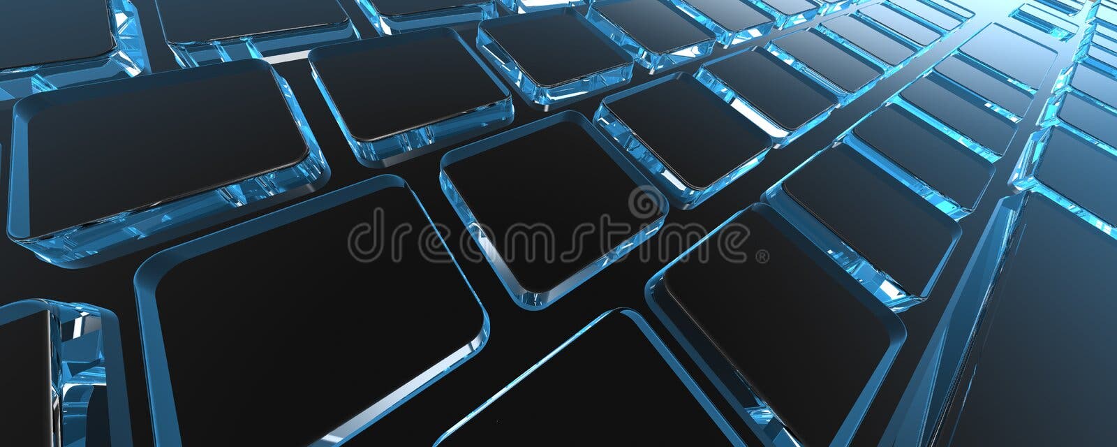 Keyboard 3D Rendered Xray Blue Stock Illustration - Illustration of ...