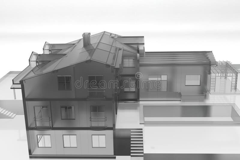 3D Rendered Transparent House Stock Illustration - Illustration of ...