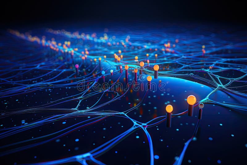 3d Rendering of Abstract Background with Connecting Dots and Lines. Network Concept, Cyber Big ...