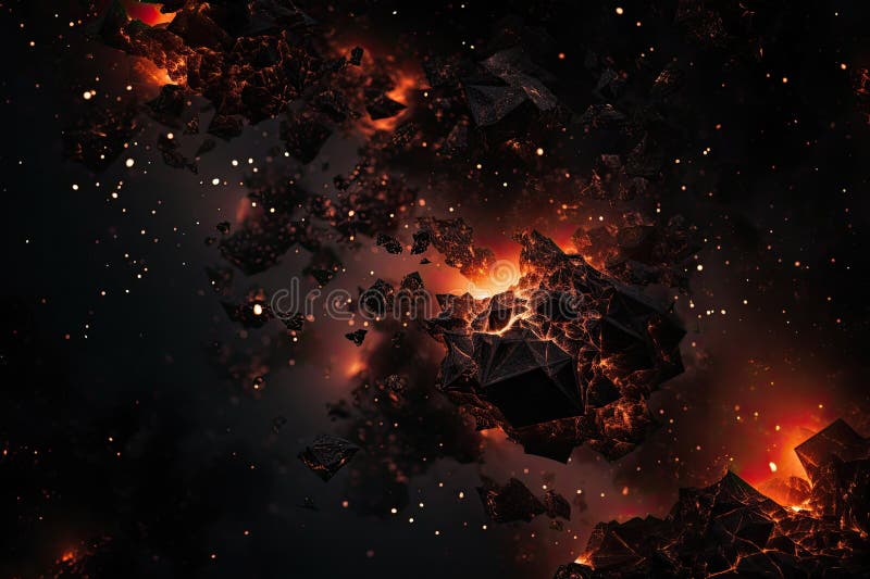 3D Rendering of Abstract Fractal Background with Glowing Particles in ...