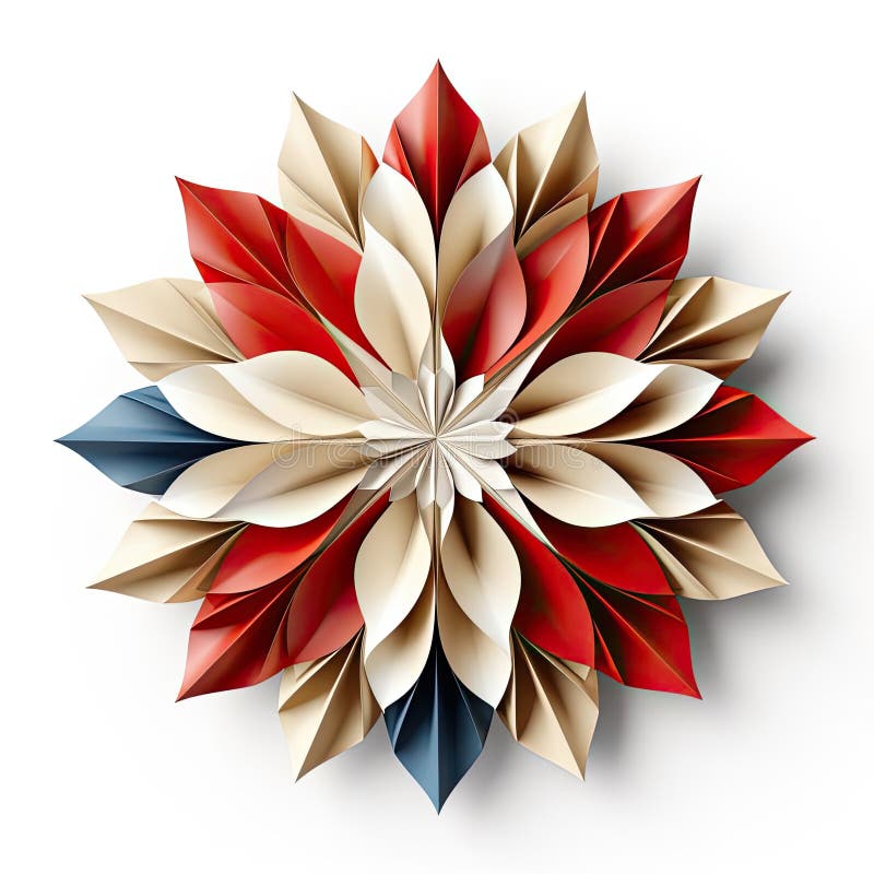 3D Rendering of an American Origami Flower in Red, White, and Blue ...