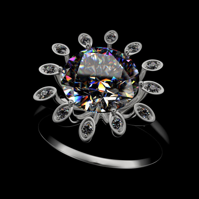 3d Rendering of a Diamond Ring Stock Illustration - Illustration of ...