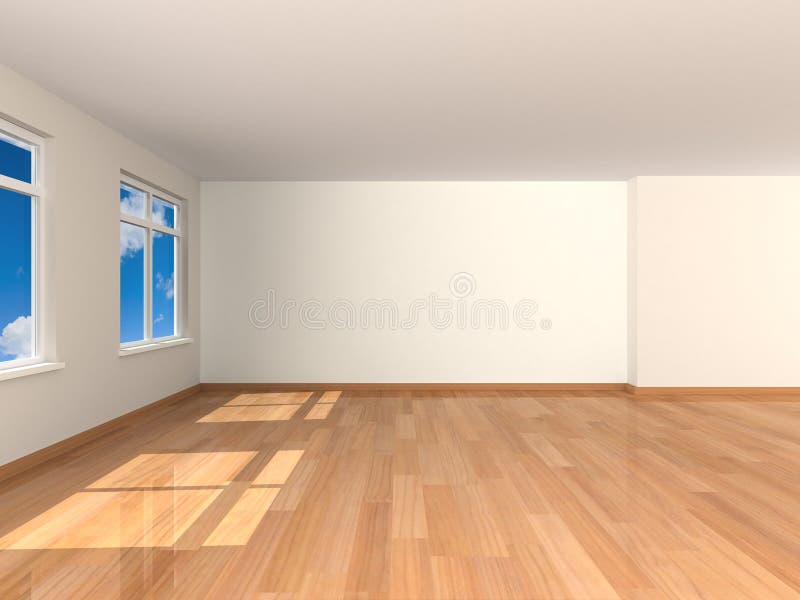 Home Interior 3D Rendering with Empty Room Stock Illustration ...