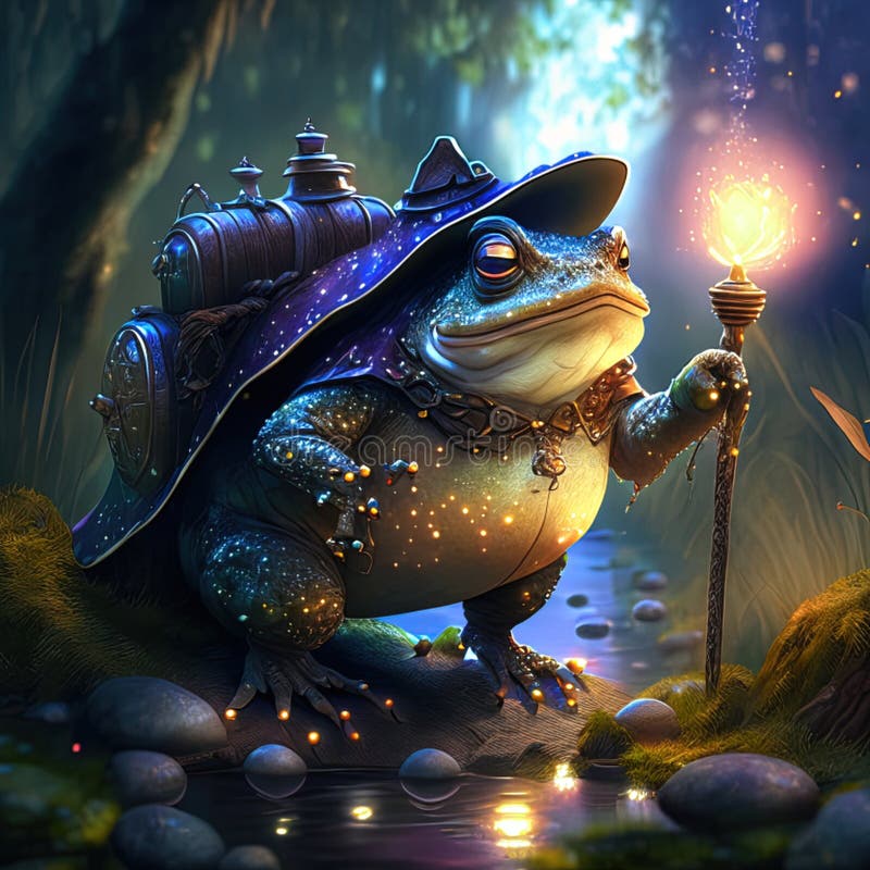 3D Rendering of a Fantasy Frog in an Aquarium with a Magic Lamp AI ...