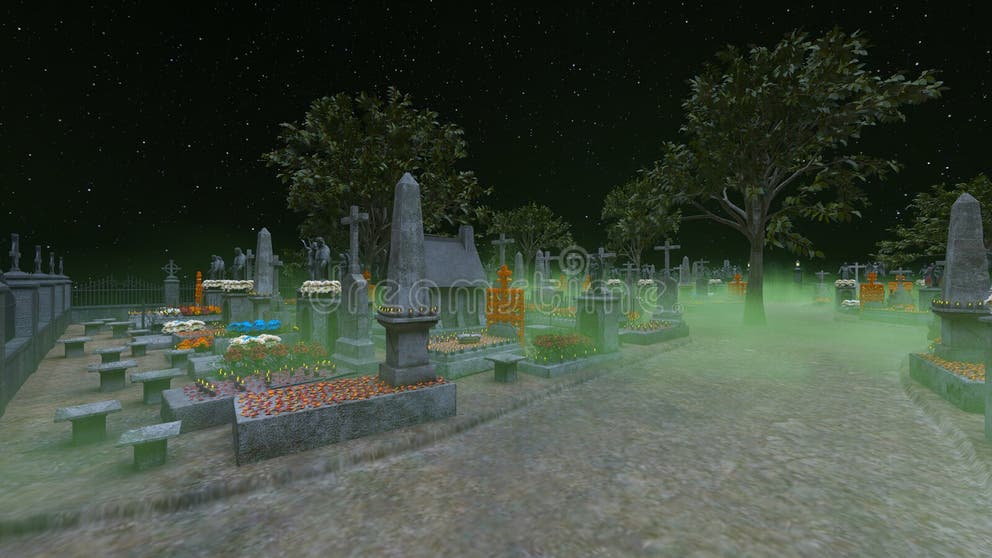 3D Rendering of the Graveyard Stock Illustration - Illustration of ...