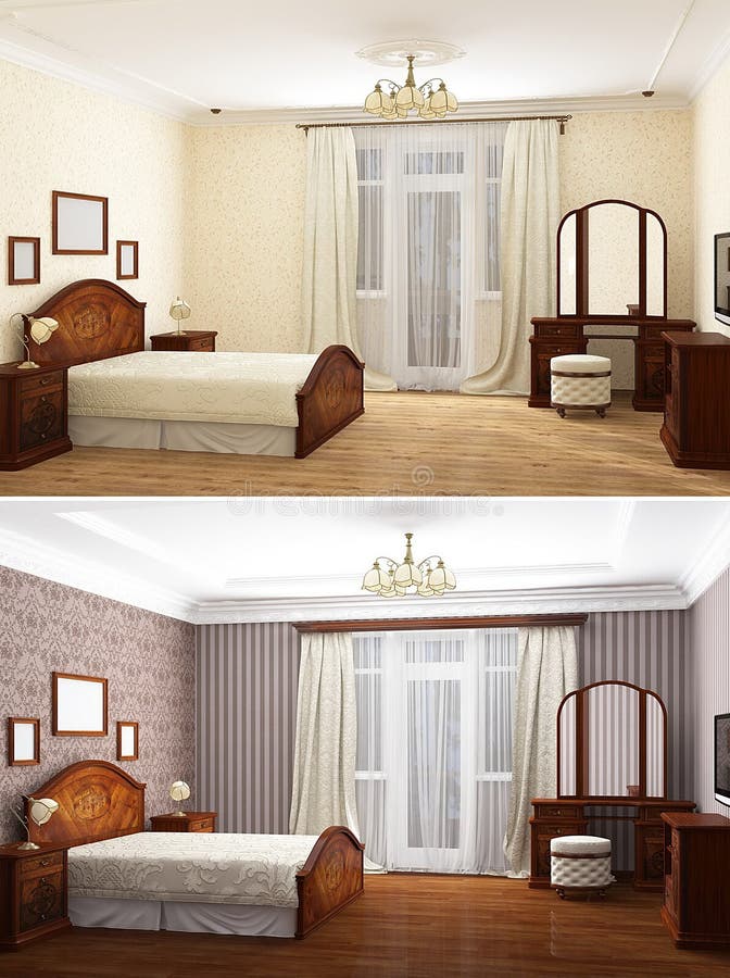 3D Rendering of Home Bedroom Stock Illustration - Illustration of floor ...