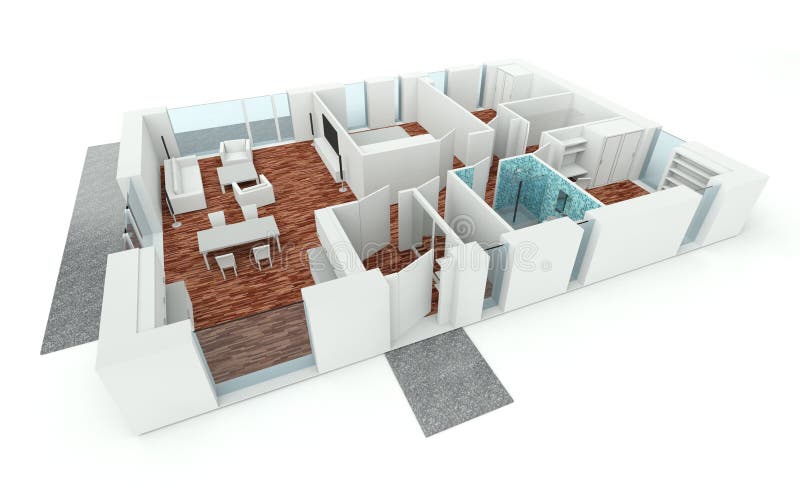 3D rendering house plan stock illustration. Illustration of indoor ...