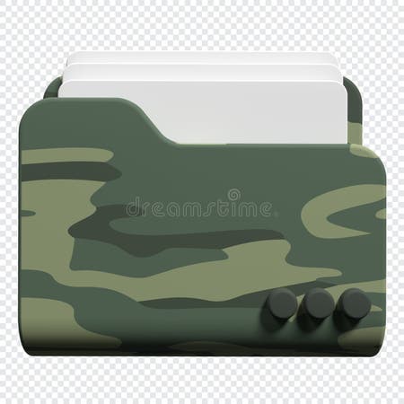 3D Rendering Illustration of Army Folder Icon with Paper Document ...