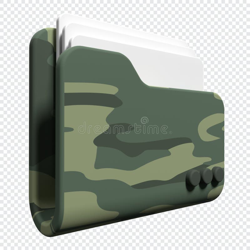 3D Rendering Illustration of Army Folder Icon with Paper Document ...