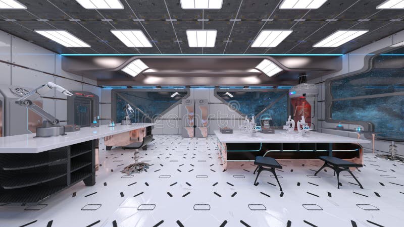 3D Rendering of the Inspection Room in the Spacecraft Stock ...