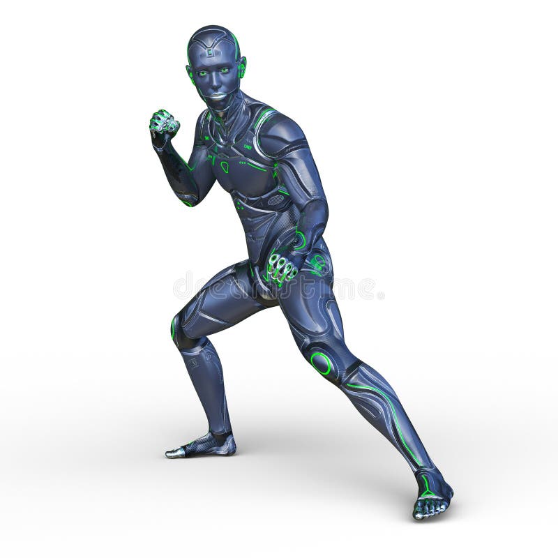 3D Rendering of a Male Cyborg Stock Illustration - Illustration of ...