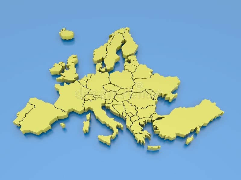 Yellow map of Europe stock illustration. Illustration of drawing - 21291520