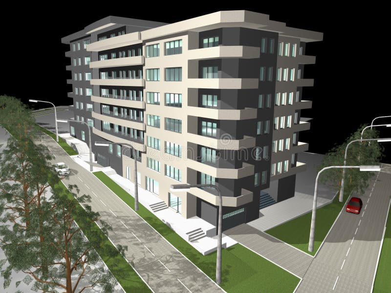 3D Rendering of Modern Residential Building Stock Illustration ...