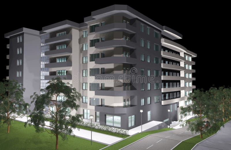 3D Rendering of Modern Residential Building Stock Illustration ...