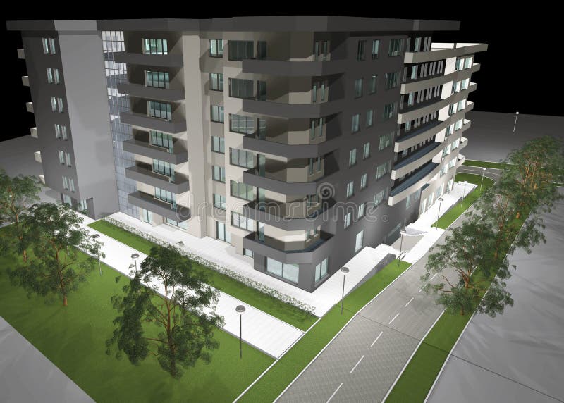 3D Rendering of Modern Residential Building Stock Illustration ...