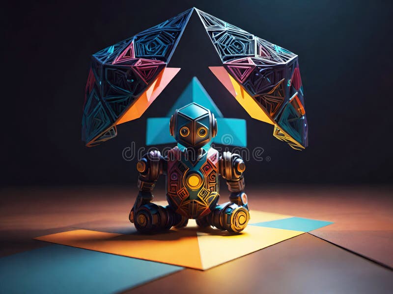 3d Rendering of a Robot Geometric Shapes Stock Illustration ...