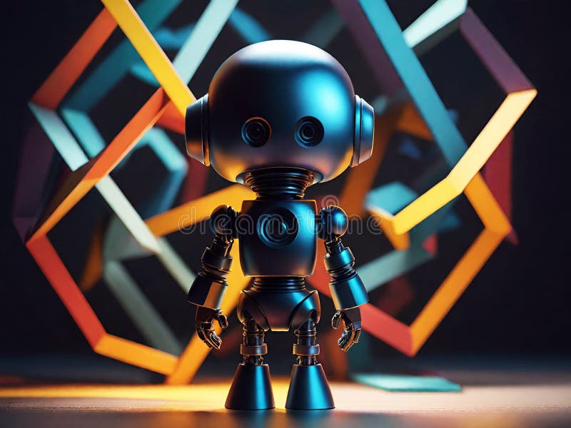 3d Rendering Of A Robot Geometric Shapes Stock Illustration