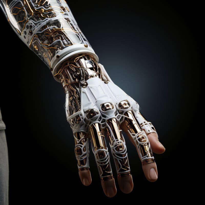3d Rendering Robot Hand on Dark Background with Metal Structure in ...
