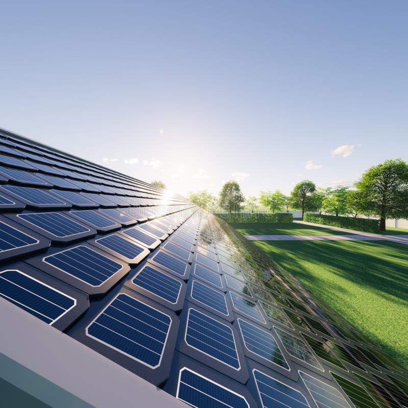 3d Rendering of Solar or Photovoltaic Shingles To Generate Electrical ...