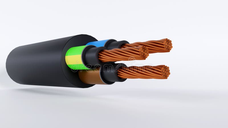 3D Rendering of Standard Color Code for Electrical Wiring on a White ...