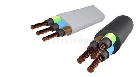 3D Rendering of Standard Color Code for Electrical Wiring on a White ...