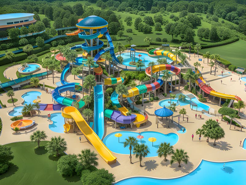 3d Rendering of a Swimming Pool in the Water Park Stock Illustration ...