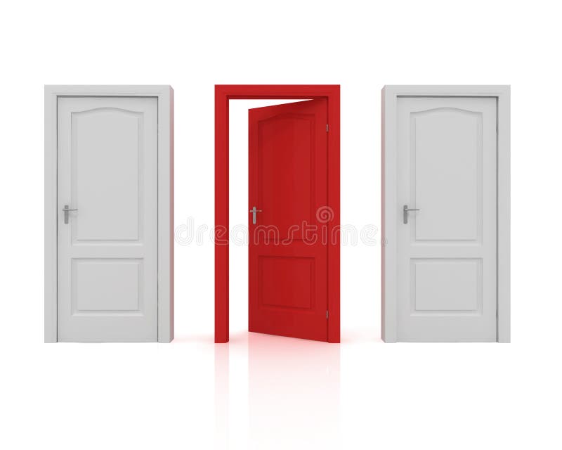 Three Coloured Doors - Red, Yellow, Green Stock Illustration ...