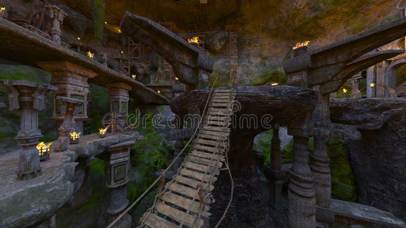 3D Rendering of the Underground Temple Stock Illustration ...