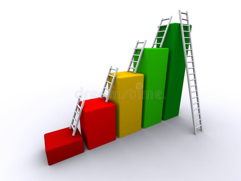 3D Rendred Color Bar Graph with Ladder Stock Illustration ...
