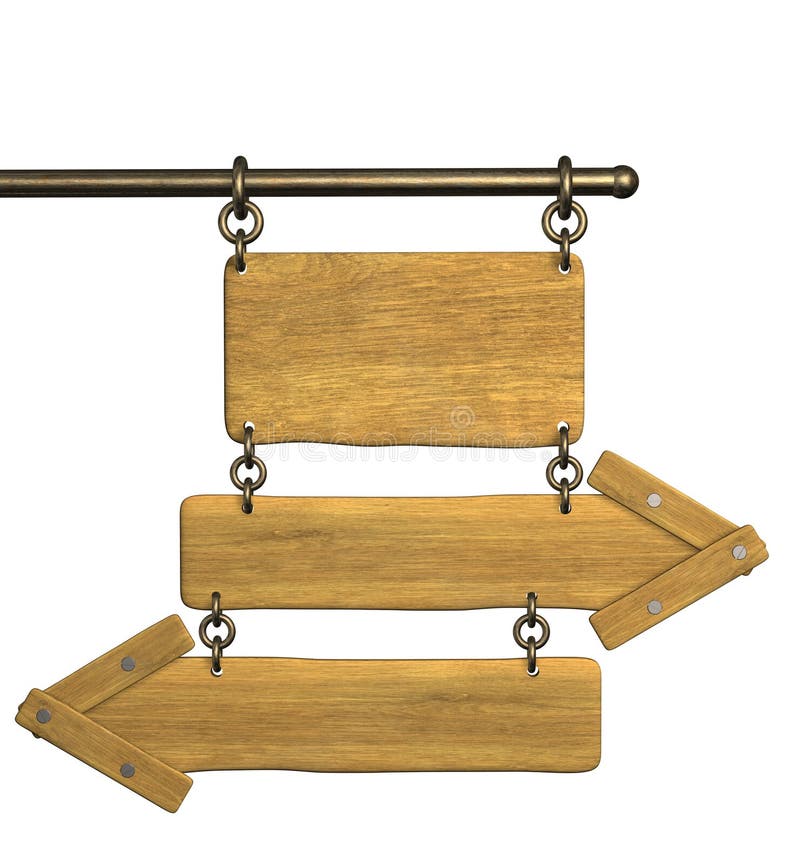 3d Retro Houten Pijl - Index Op Een Kolom Stock Illustratie ...