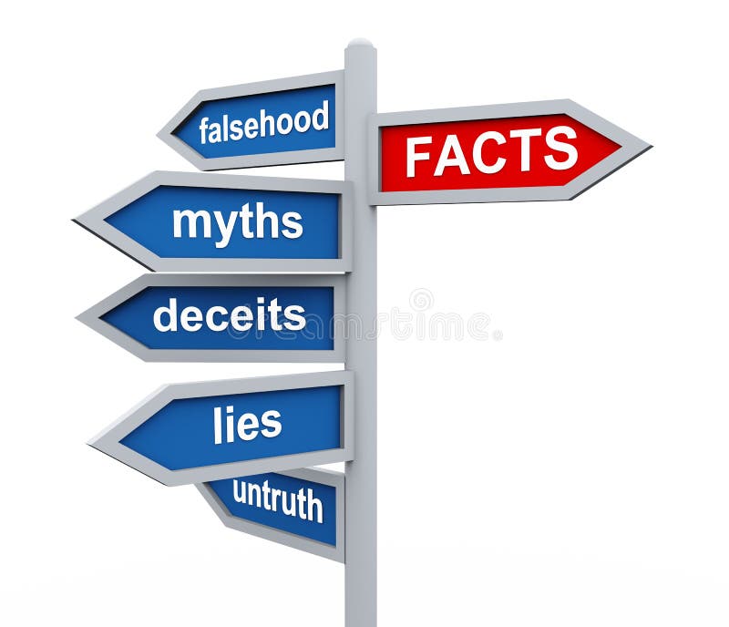 3d Man and Facts Vs Myths Road Sign Stock Illustration - Illustration ...