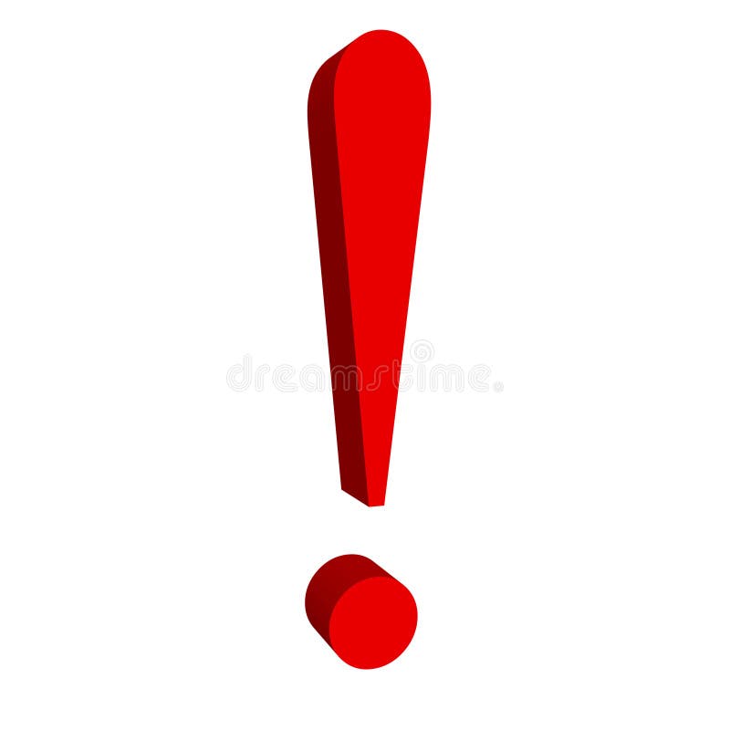 3D rood uitroepteken stock illustratie. Illustration of alarm - 8382001