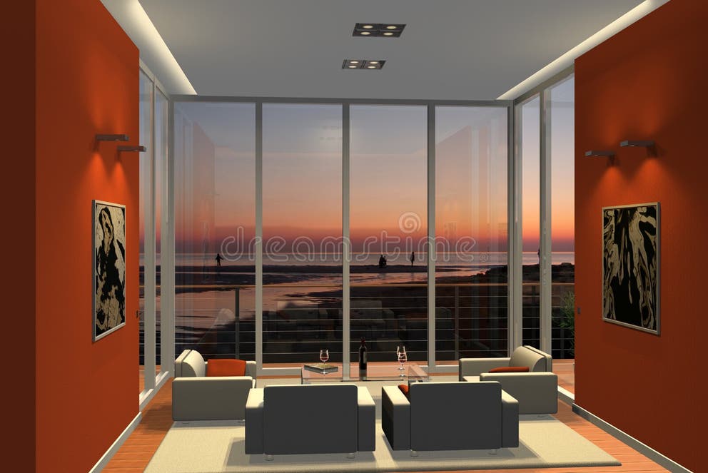 3D ruby living room stock illustration. Illustration of armchair - 16528733